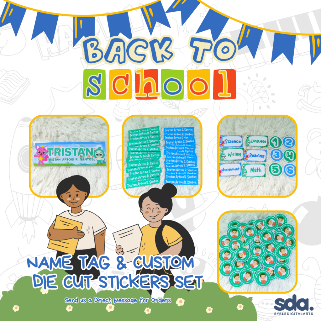 BACK TO SCHOOL CUSTOMIZED DIE CUT STICKERS & NAME TAG SET | Shopee ...