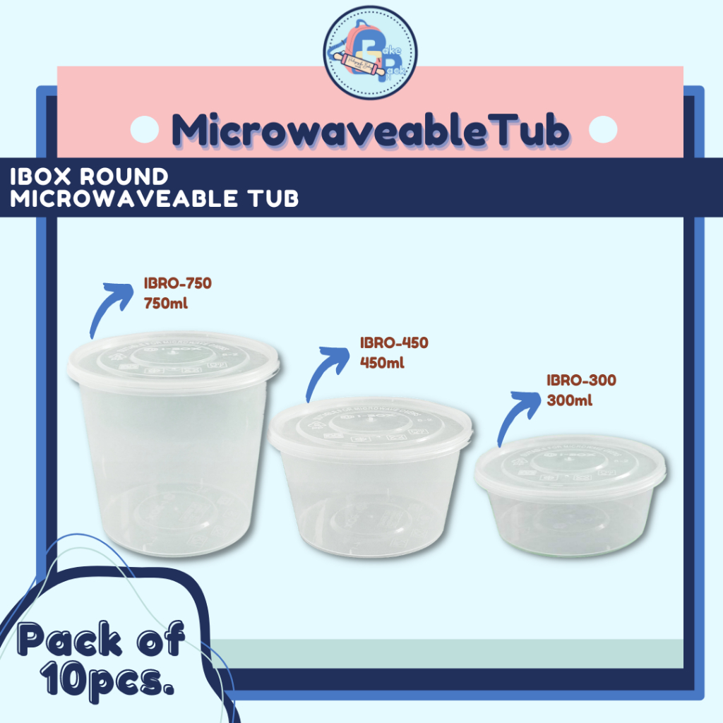 Pack of 10 - Round Microwaveable Tub (300ml/ 450ml/ 750ml ) | Shopee ...