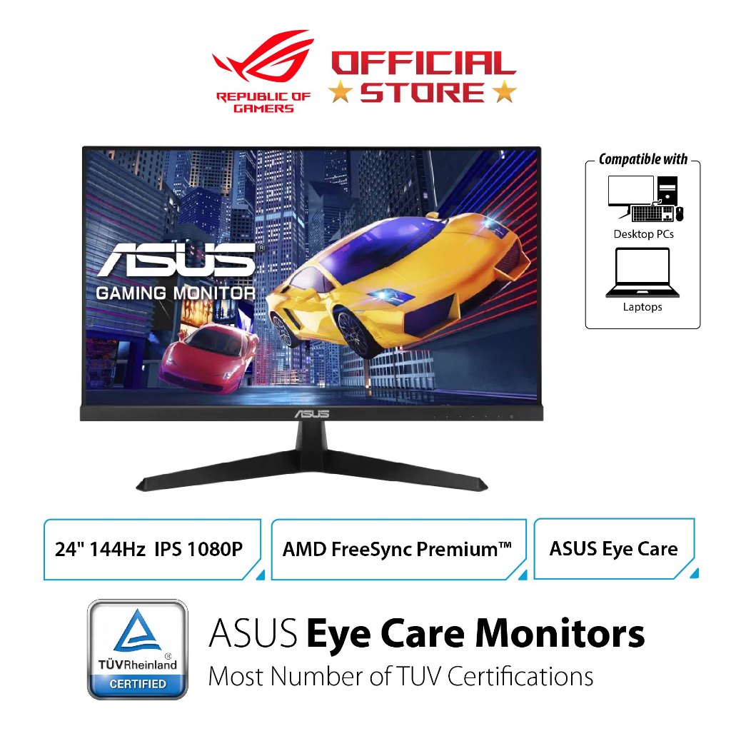 Asus VY249HGE 23.8" FHD 144Hz 1ms IPS Technology Eye Care Blue Light ...