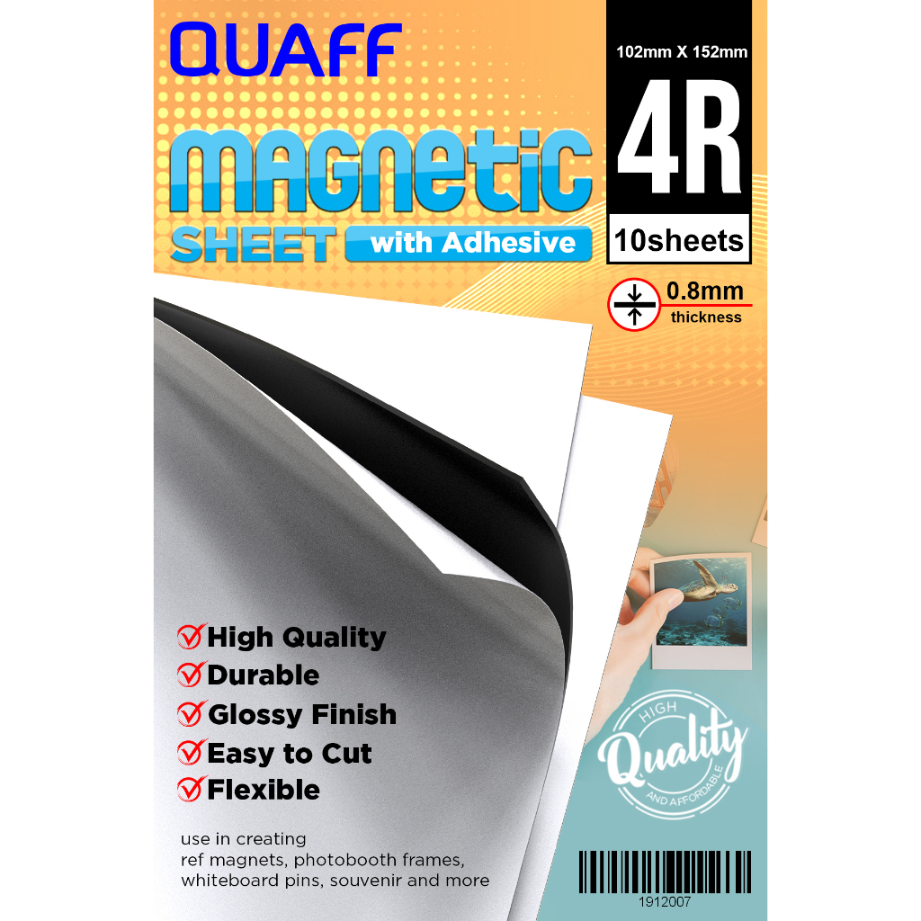10sheets QUAFF Magnetic Sheets with Adhesive and Non- Adhesive 4R & Atm Size Ref Magnet | Shopee ...