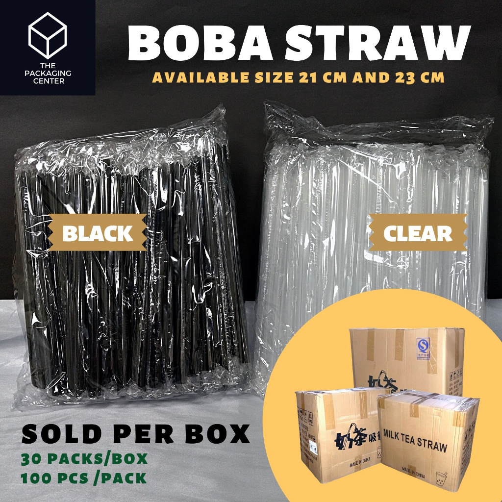 3000 PCS (SOLD PER BOX) - Boba Straw / Milk Tea Sago Straw [Black/Clear ...