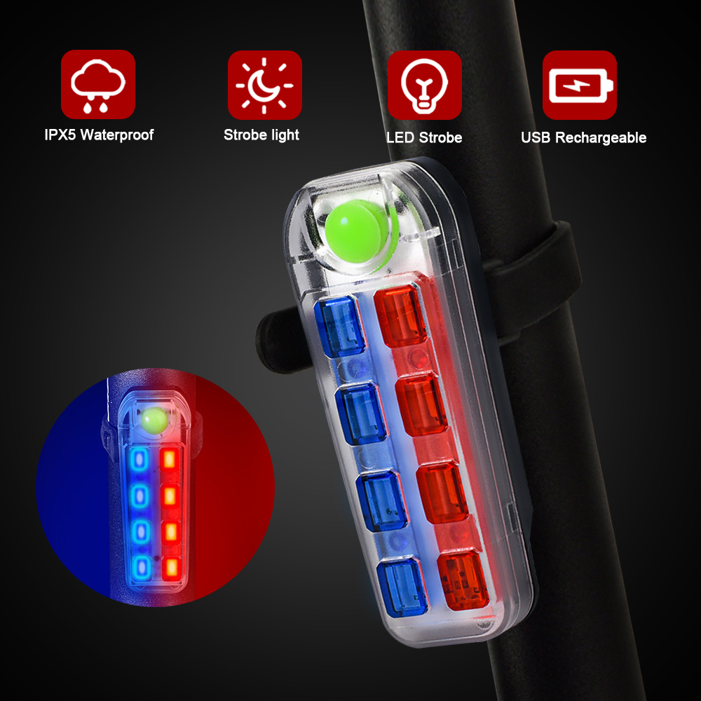 Bike Taillight 8 LED Ultra Bright Bike Warning Rear Light USB ...