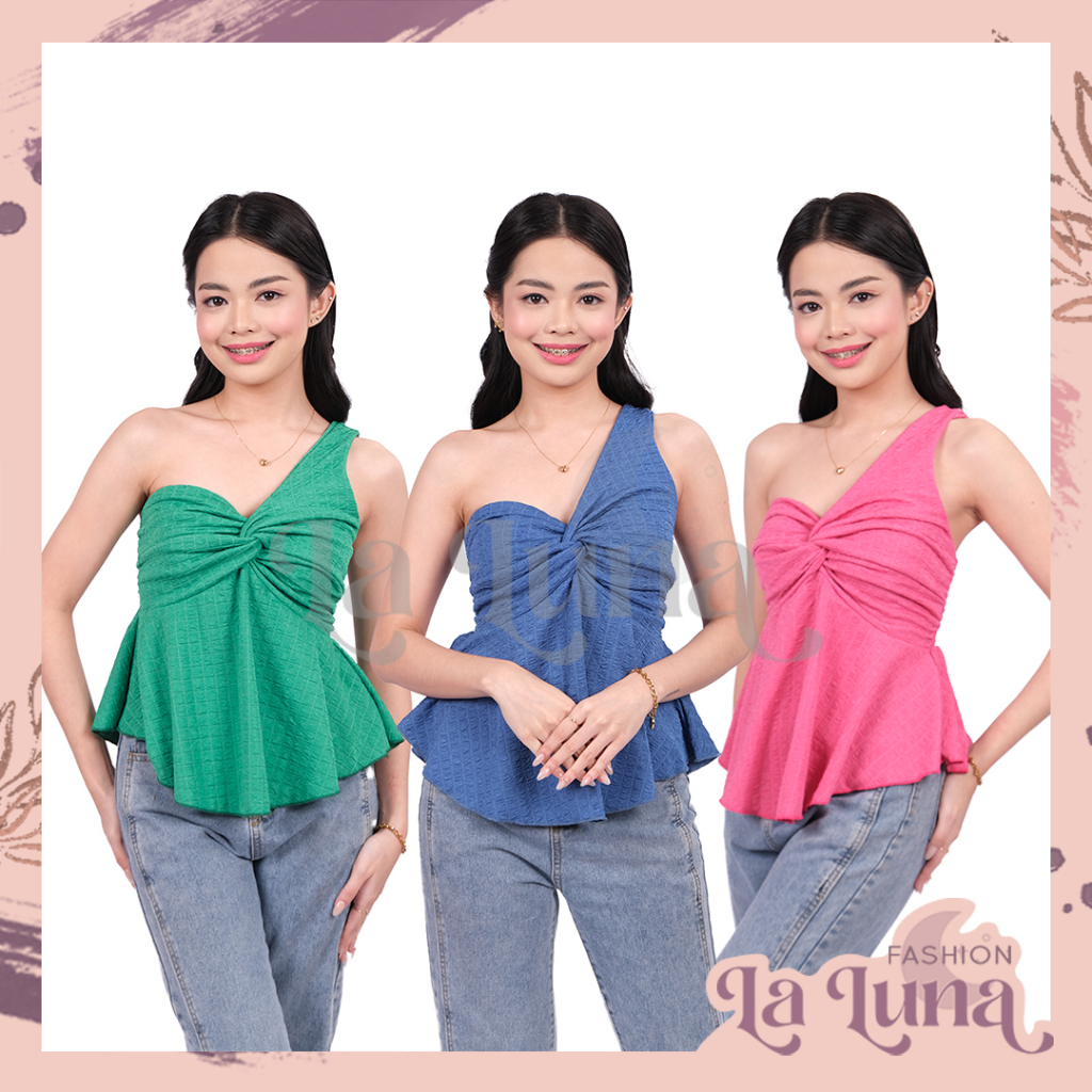 LALUNA FASHION ASHIE TWISTED ONE SIDE PEPLUM SEXY SWEETHEART DAILY TOP ...