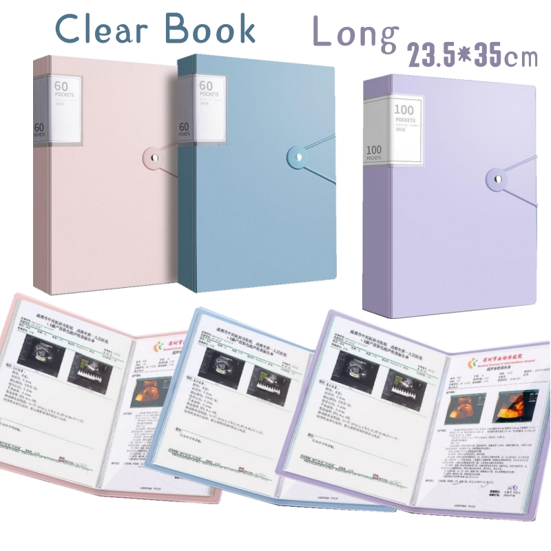 Clear Book Long Pastel File Folder Long Clear Paper Document Organizer ...
