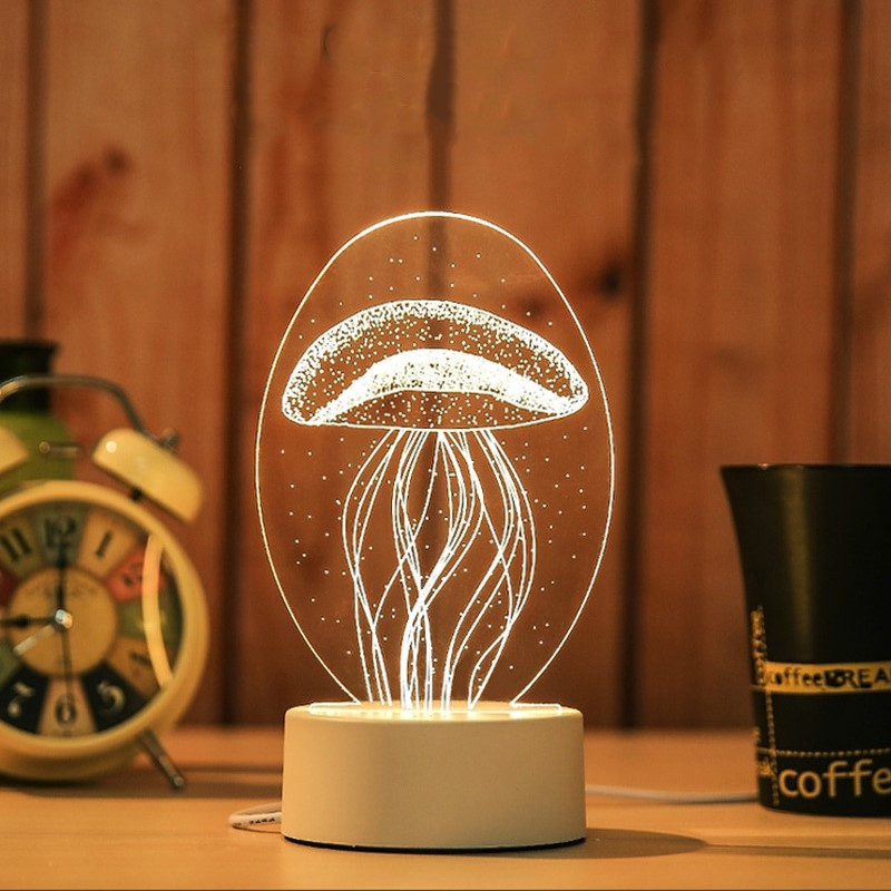 Acrylic 3D Night Light Three-color Touch Night Light Desktop Decoration ...