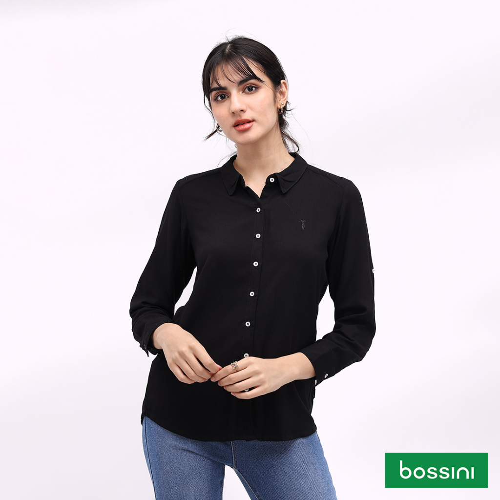 Bossini Ladies Bold Twill Rayon Long Sleeve Blouse OLT04-0551 | Shopee ...