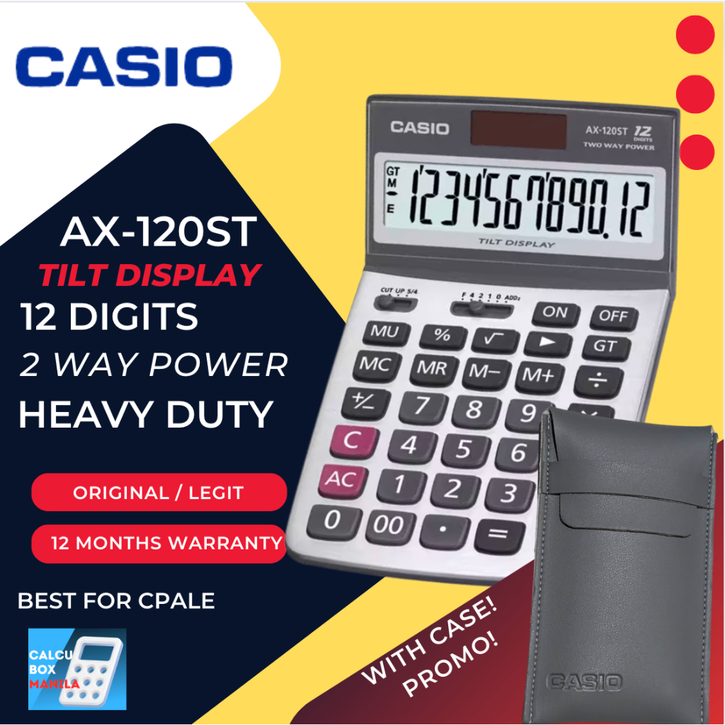 CASIO AX120ST DESKTOP CALCULATOR WITH TILT DISPLAY ORIGINAL WITH 12 MONTHS WARRANTY FREE CASE ...