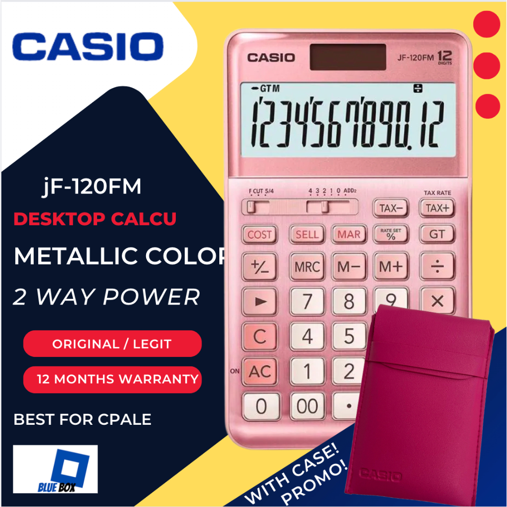 CASIO JF120FM METALLIC PINK DESKTOP CALCULATOR WITH FREE CASE 12 MONTHS ...