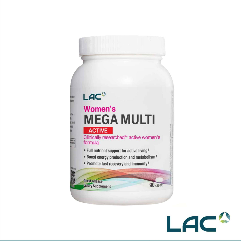 LAC Women's Mega Multi Active 90 Caplets (Consume within February 2028 ...