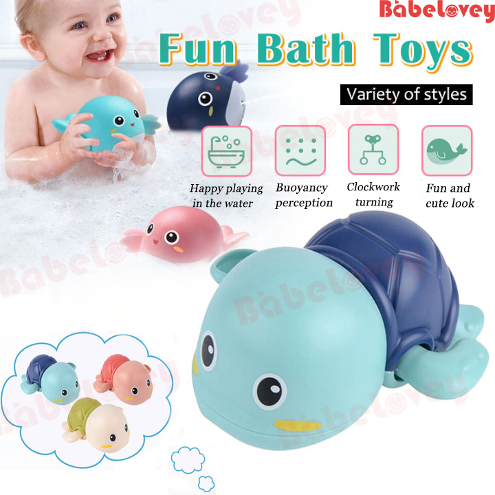Baby Bath Toy Swimming Tortoise Toy Baby Bathtub Floating Clockwork ...