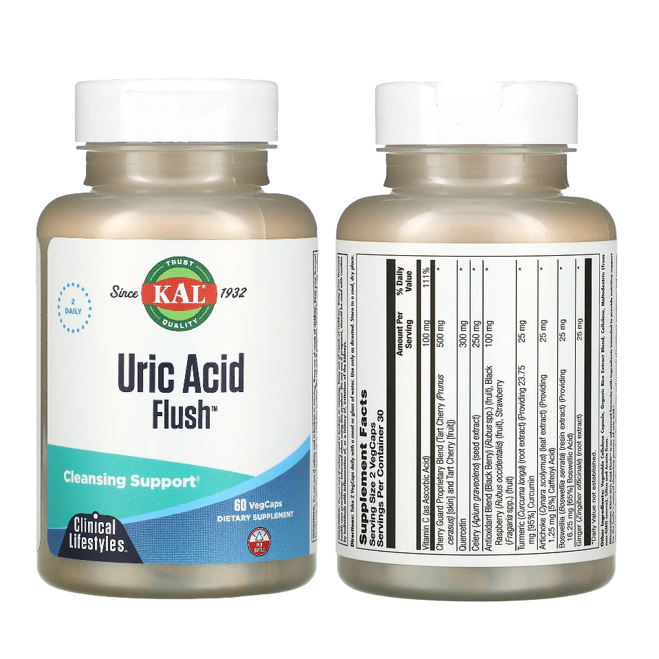 On Hand KAL Uric Acid Flush Total Cleanse, Uric Acid 60 VegCaps ...