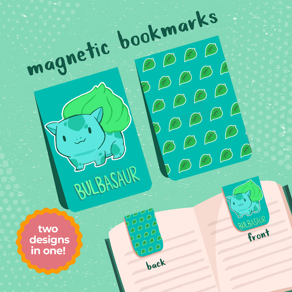 Magnetic Bookmark Pokemon Bulbasaur Back to back Design | Shopee ...