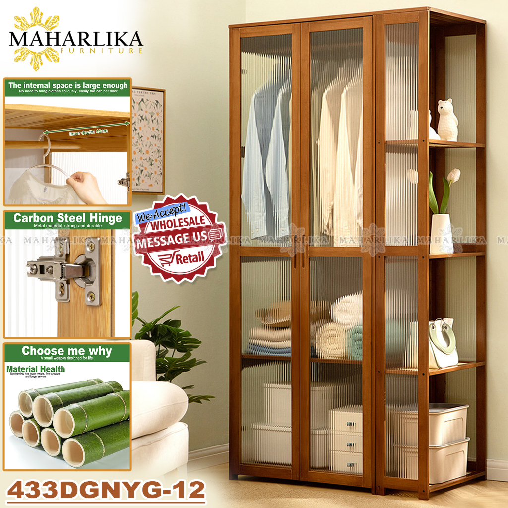 Maharlika 433DGNYG Bamboo Clothes Storage Wardrobe Household Storage ...