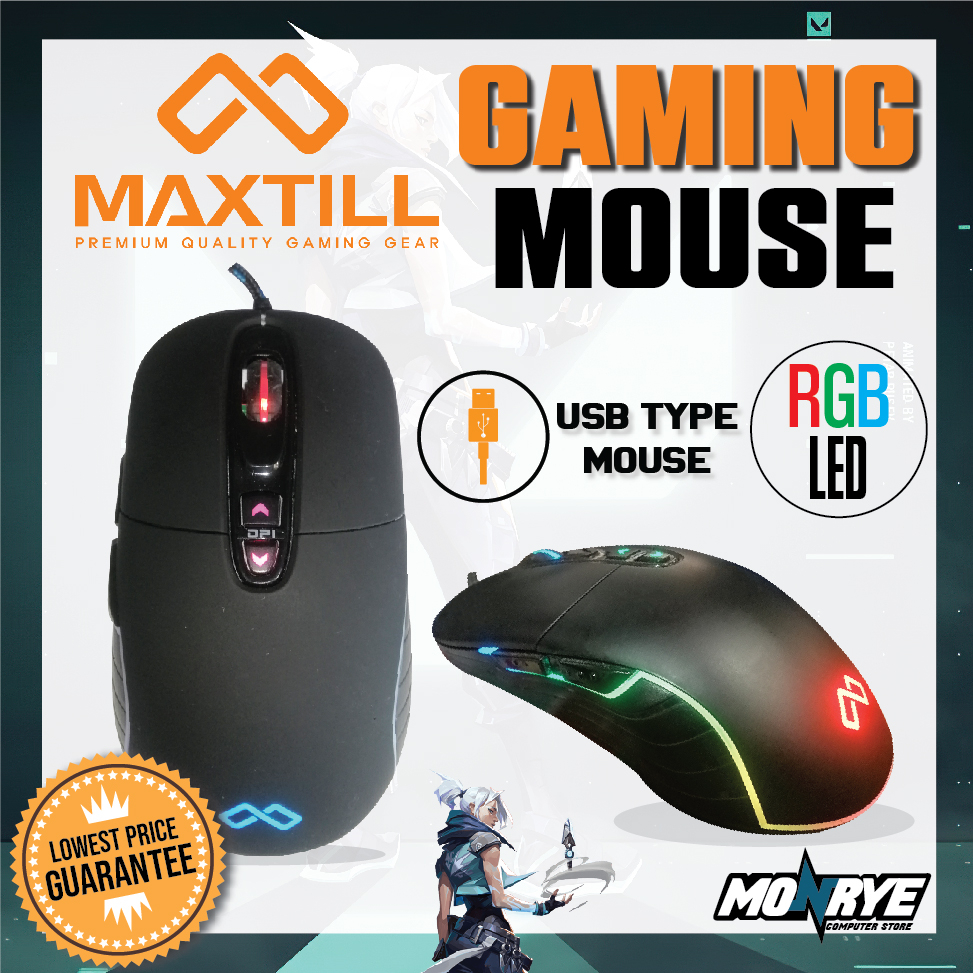 Gaming Mouse - Original Maxtill Tron - RGB LED - USB Wired - Brandnew - No Box | Shopee Philippines
