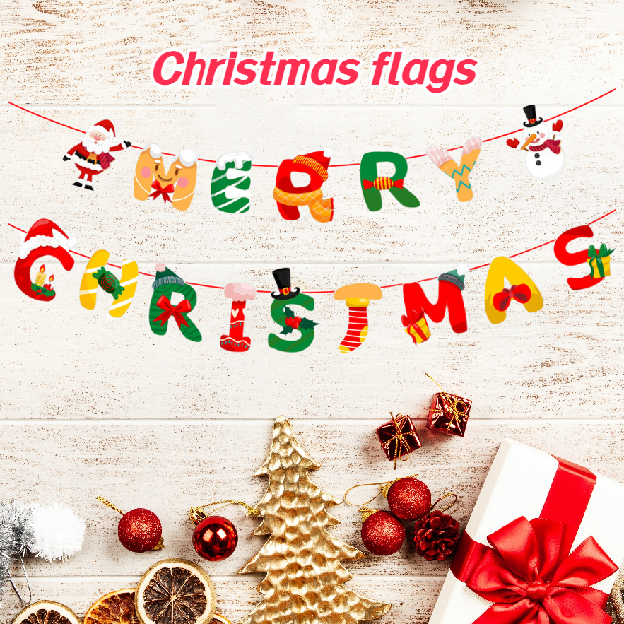 3M String Christmas Decoration Banner Flag Santa Flags Home Decorations ...