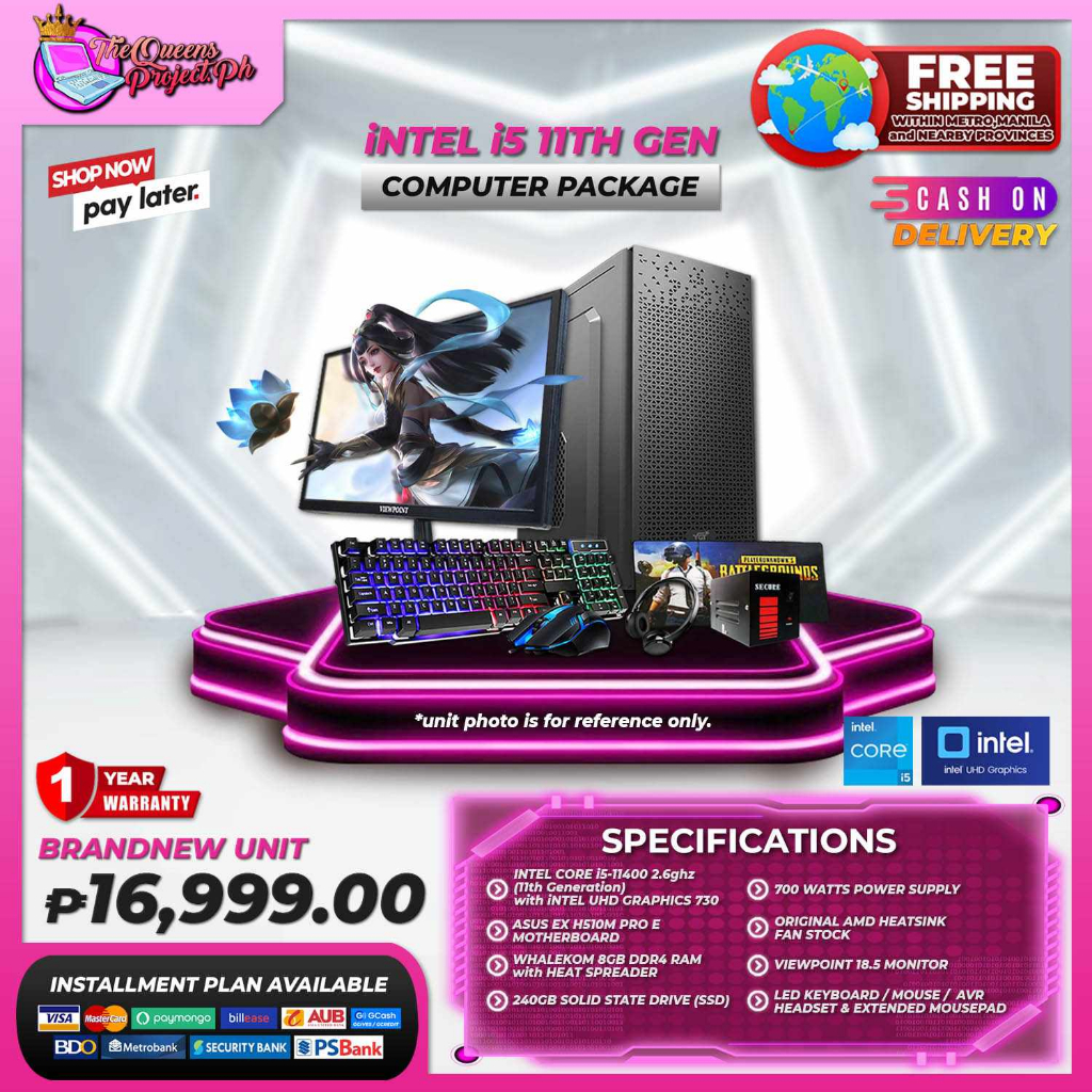 BRANDNEW Computer Set CPU-YGT MARS 8 Casing-Intel Core i5 11400 2.6ghz ...