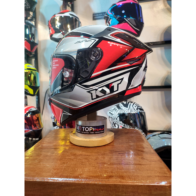 KYT TT-Course Tourist Red Fluo Fullface Helmet Single Visor and Iridium ...