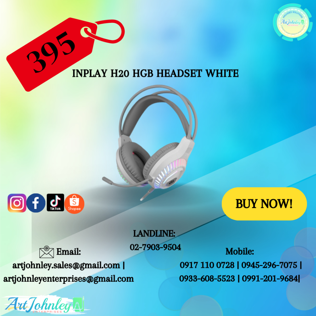 INPLAY H20 GAMING HEADSET WHITE | Shopee Philippines