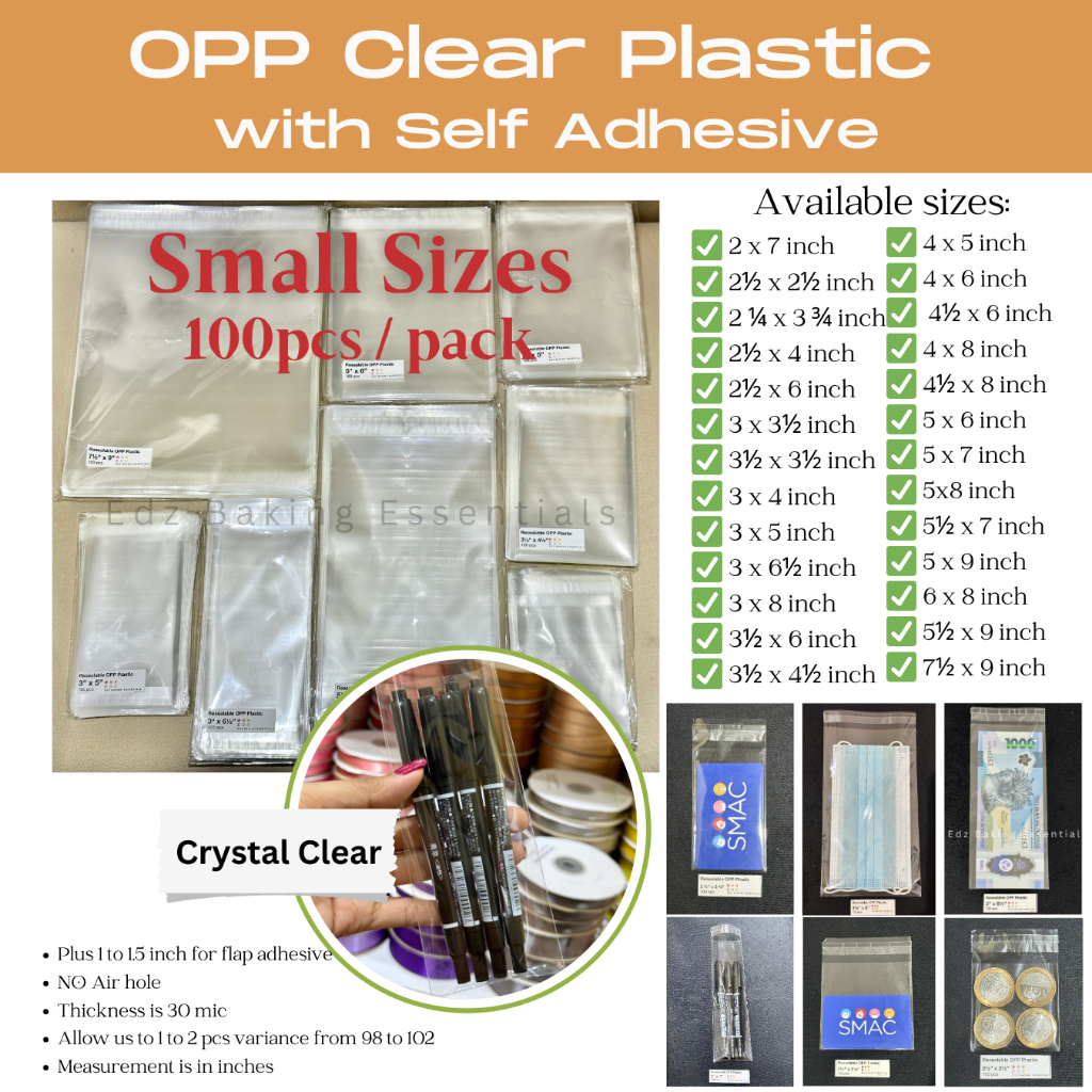 100 pcs OPP Plastic with Adhesive Packaging Pouch Resealable OPP Pouch ...