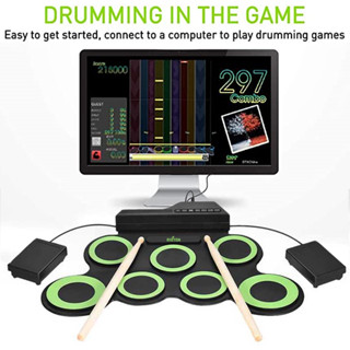 RIXTON Portable Electronic Drum Digital Roll-up Digital Drum Set ...