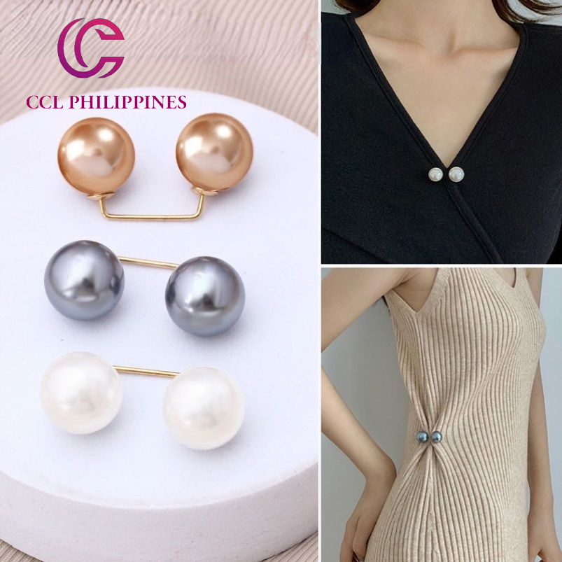CCL PH Brooch Pearl Looper Fashion Double-Headed Waist Pin Pants Buckle ...