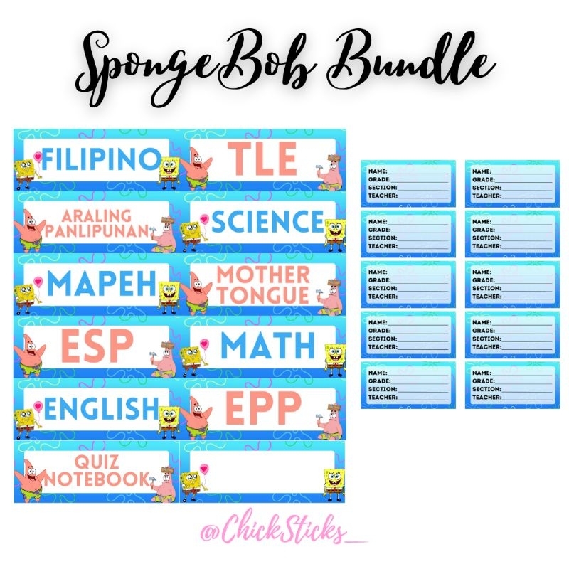 22pcs STICKER School Subject Label for Notebooks Cute Affordable High ...