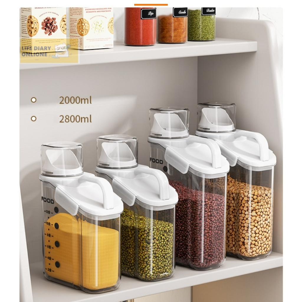 Food Grade Storage Box Rice Container Plastic Cereal Dispenser Storage ...