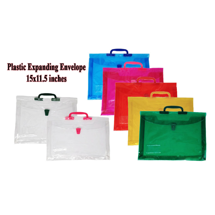 DGG Plastic Expanding envelope with handle Long (size: 15x11.5 inches ...