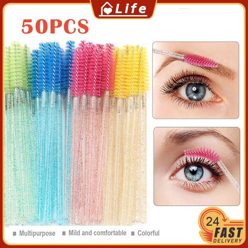 50 Pcs/Pack Mascara Wands Brush Professional Makeup Beauty Tool Mini ...