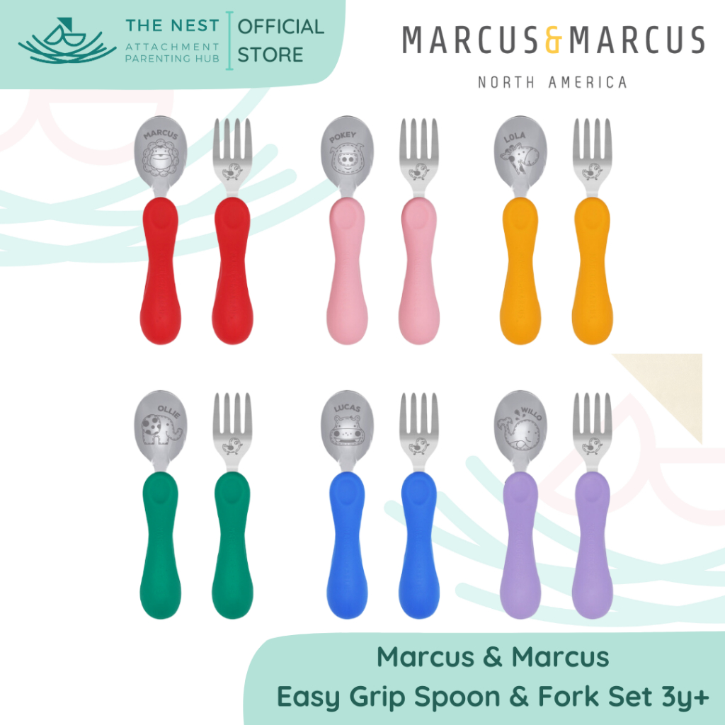 Marcus & Marcus Easy Grip Spoon & Fork Set 3y+ | Shopee Philippines