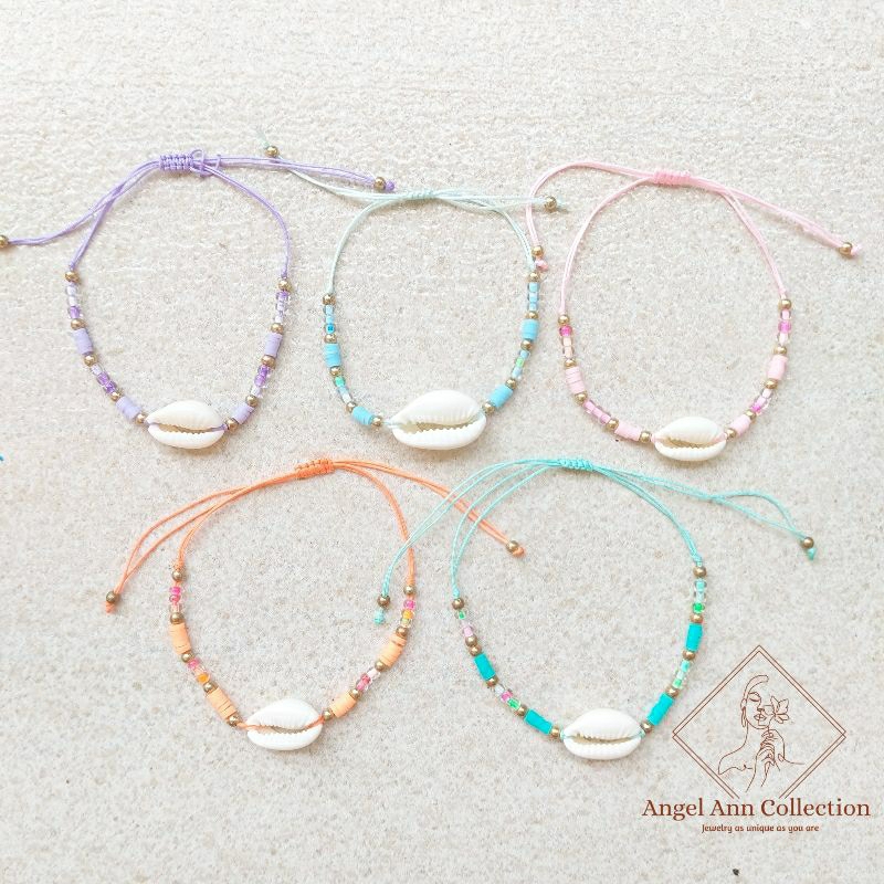 Sigay Shell and Beads Decor Sliding Knot Adjustable Bracelet (16-28 cm ...