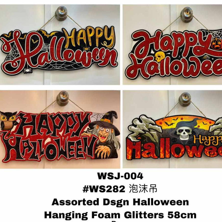 Happy Halloween greeting Sign board Assorted Design Hanging Foam ...
