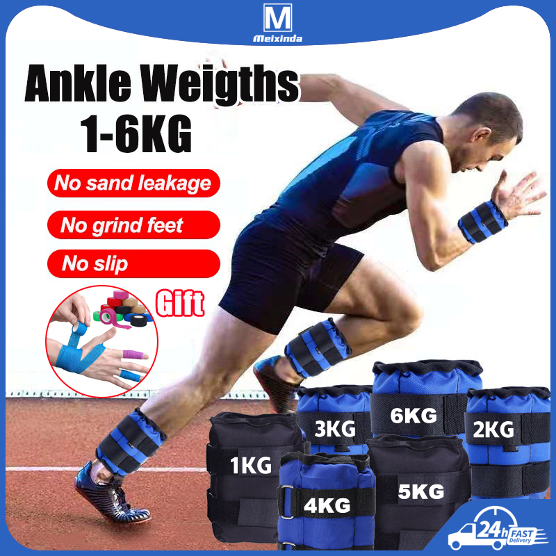 【Freebie】1-10KG Blue/ Black Ankle Weights Adjustable Wrist Leg Sandbag ...