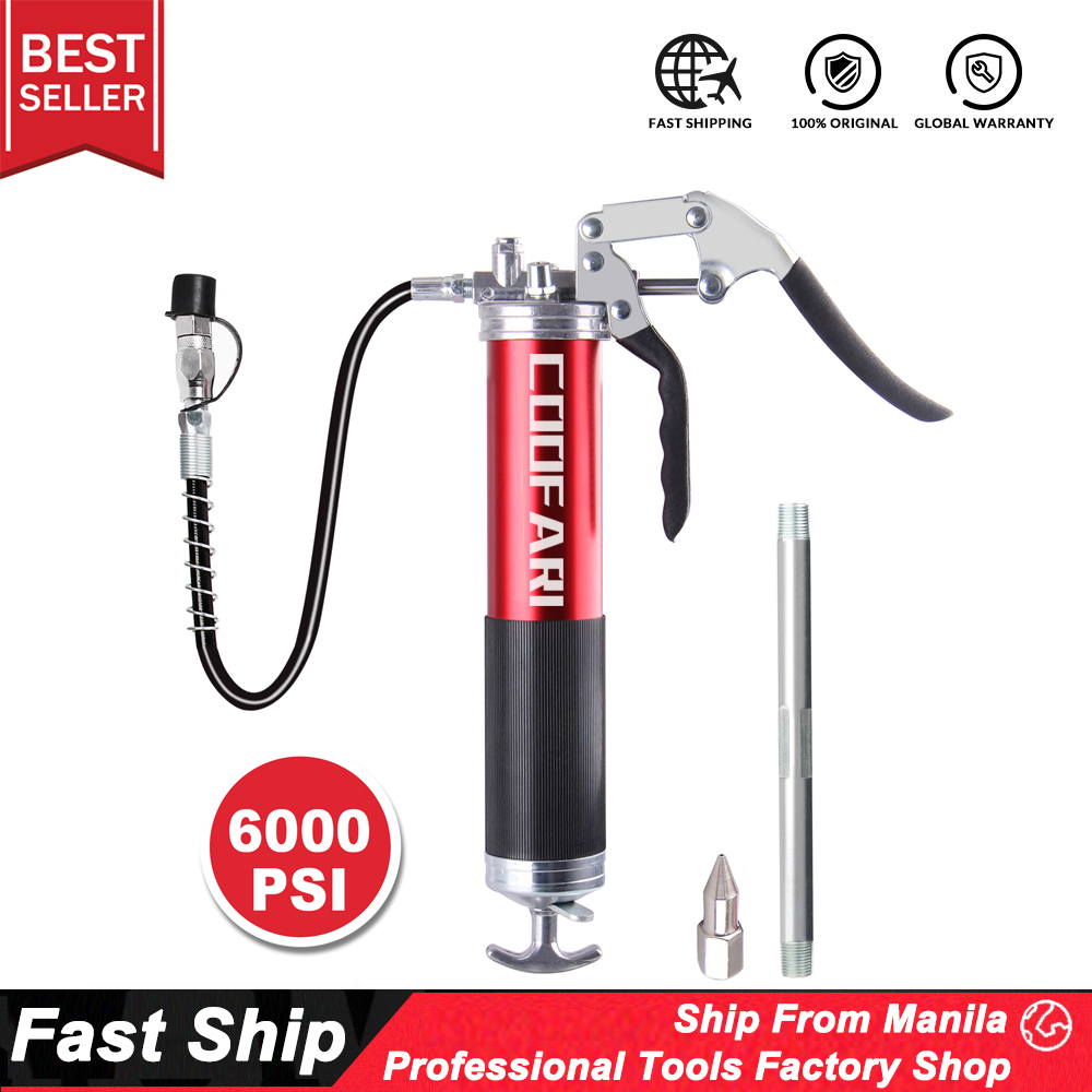 Grease Gun 6000PSI 14 Oz 12" Flex Hose Pistol Grip Heavy Duty ...
