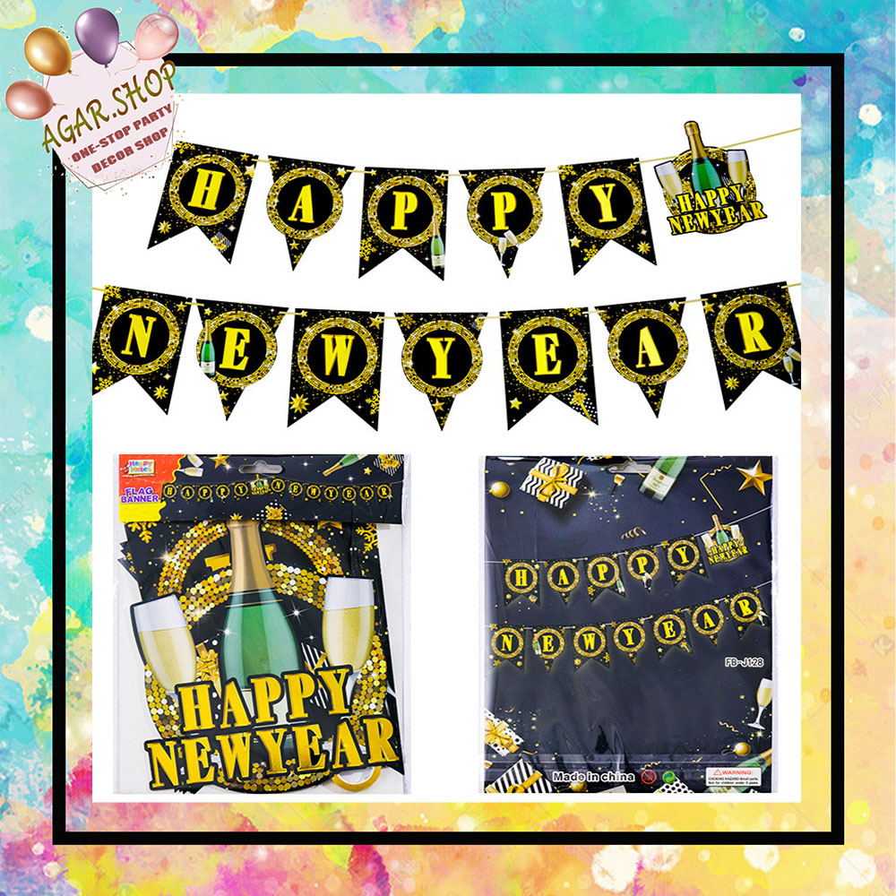 AGAR.SHOP 2025 Happy New Year Big Size Party Banner 1 Set New Year ...