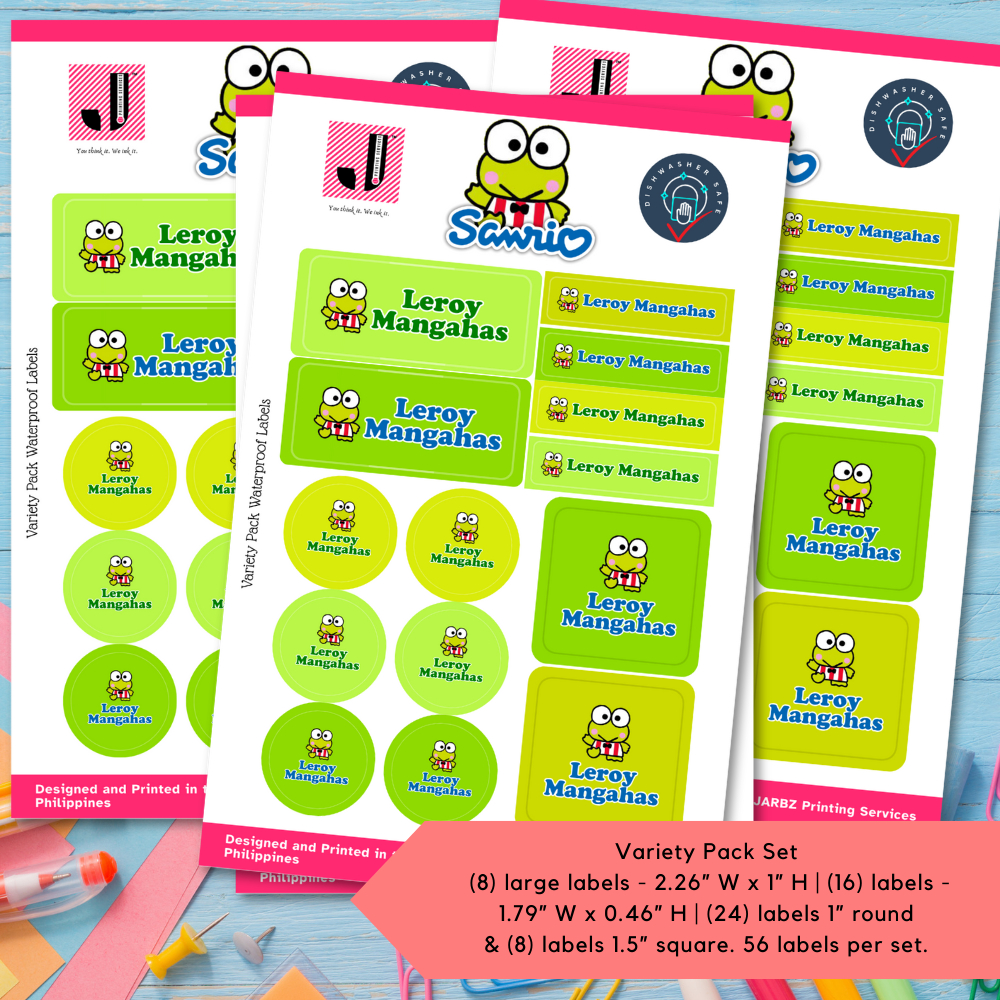 School Labels - SANRIO KEROPPI - Dishwasher safe Labels - Daycare ...
