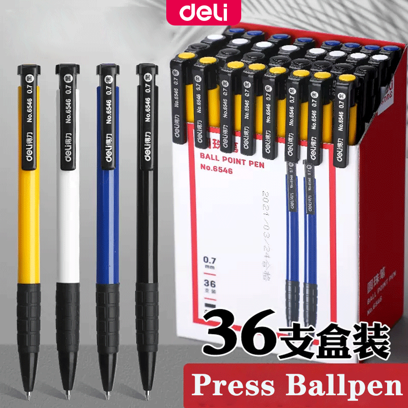 Deli Ballpoint Pen 0.7mm Smooth Writing Ballpen Black/Blue/Red Color ...