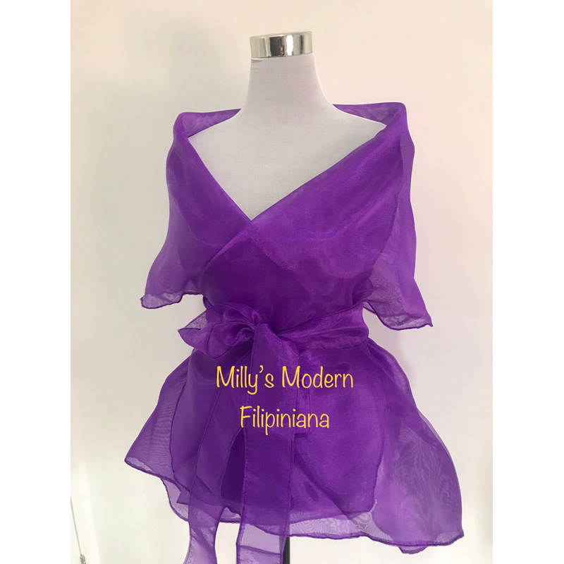 Millys Modern Filipiniana wrap around panuelo alampay/ Plain Violet ...