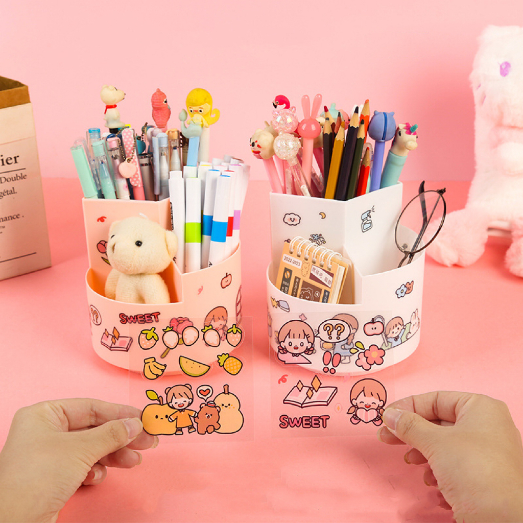 360° Rotating Pen Holder Large-Capacity Storage Pen Container | Shopee ...