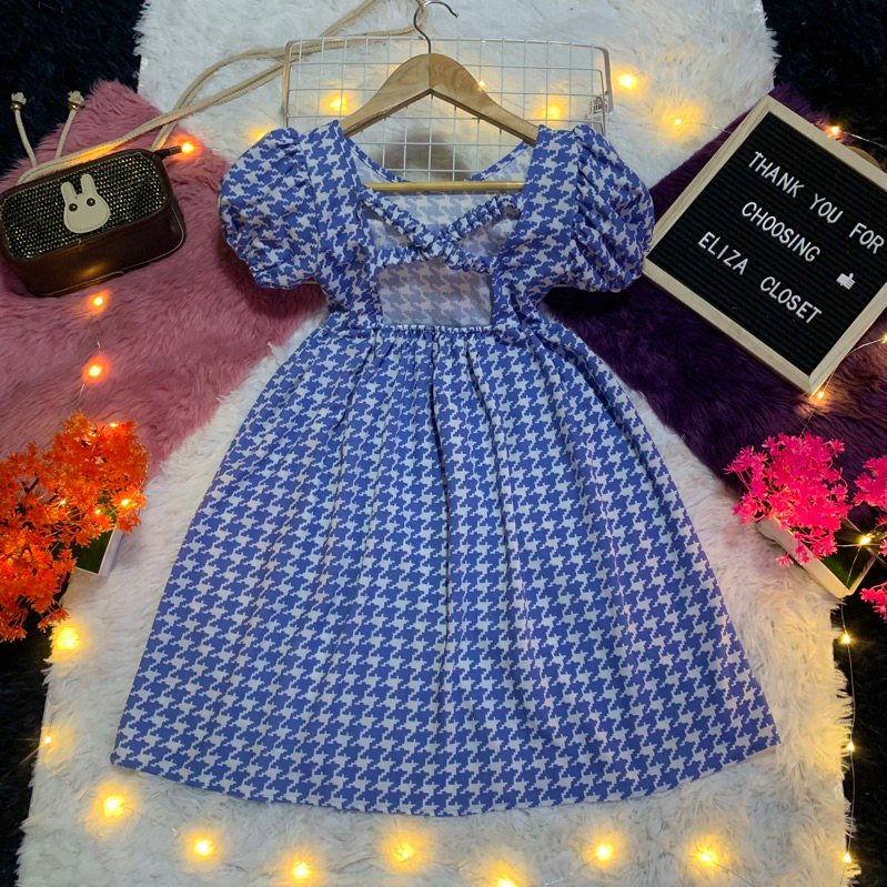 Puff dress for kids and adult cross back gartered | Shopee Philippines