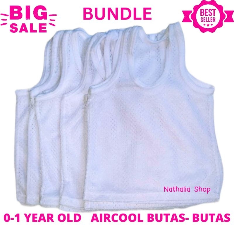 3/6/12 pcs Aircool white [butas-butas] Cotton Sando for Baby Clothes ...