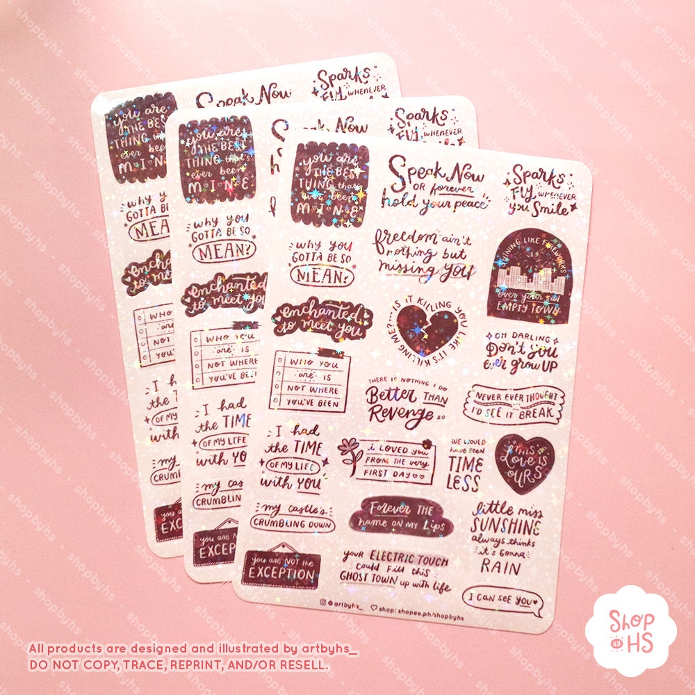 Taylor Swift Speak Now (Taylor's Version) Lyrics Holo Sticker Sheet ...