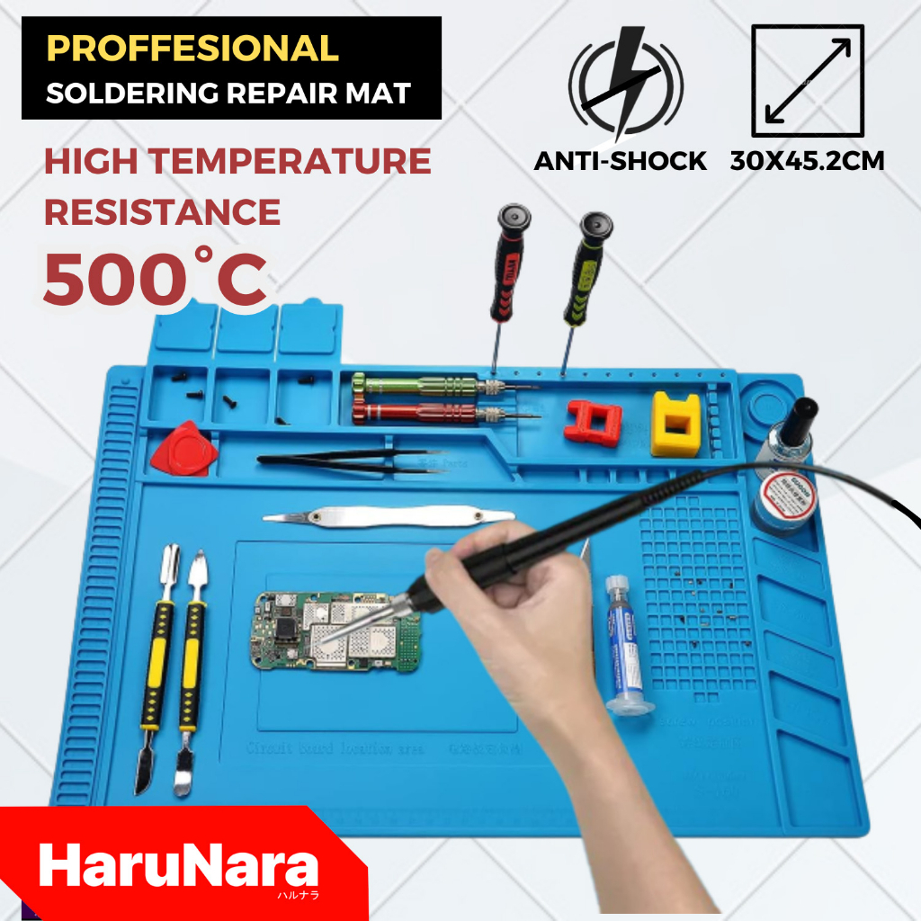 HaruNara Magnetic Heat Insulation Silicone Mat Repair Kit Soldering Mat ...