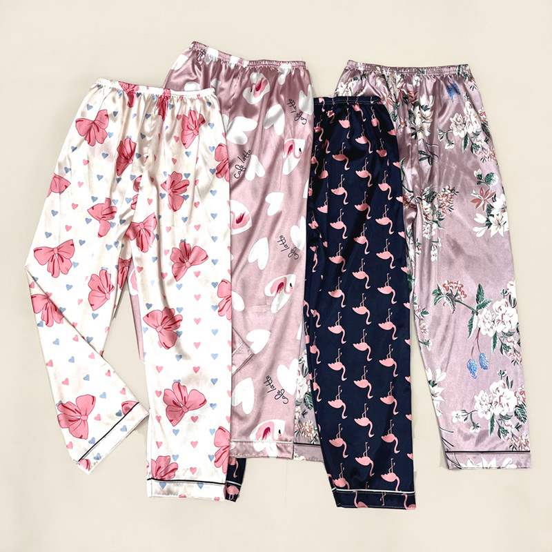 high quality unisex silk/Satin pajama pants women's couple silk single ...