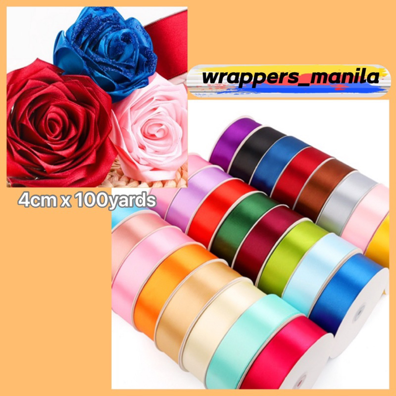 100Yards 4cm Ribbon Satin Ribbon | Shopee Philippines