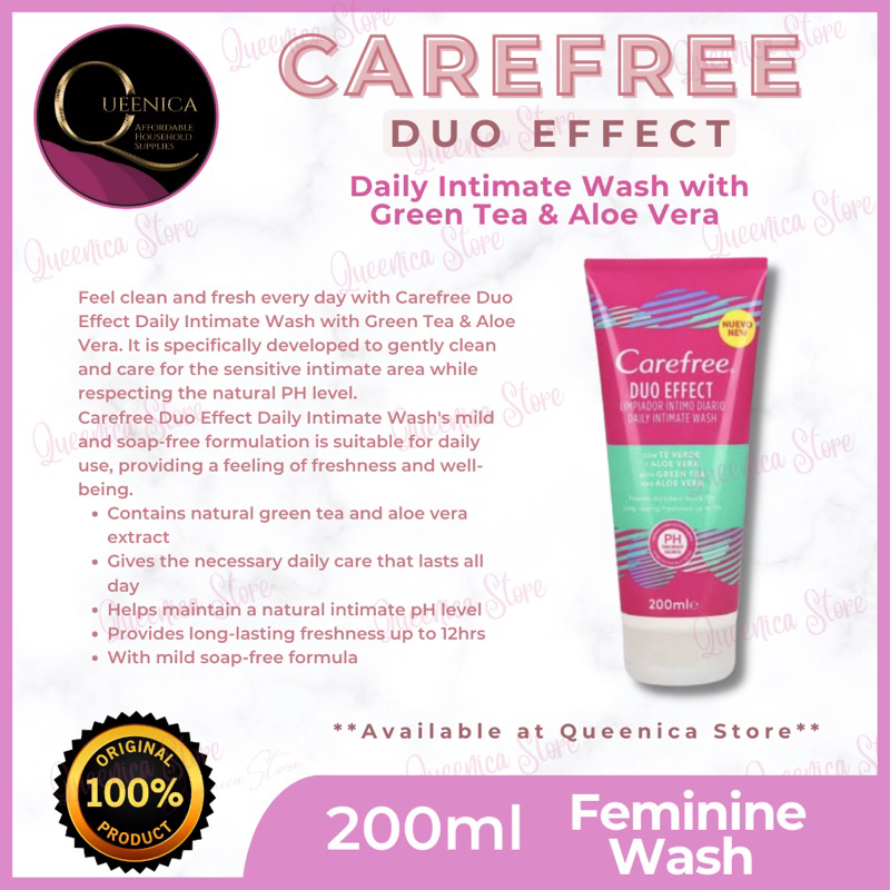 Carefree Duo Effect Daily Intimate Wash with Green Tea & Aloe Vera ...