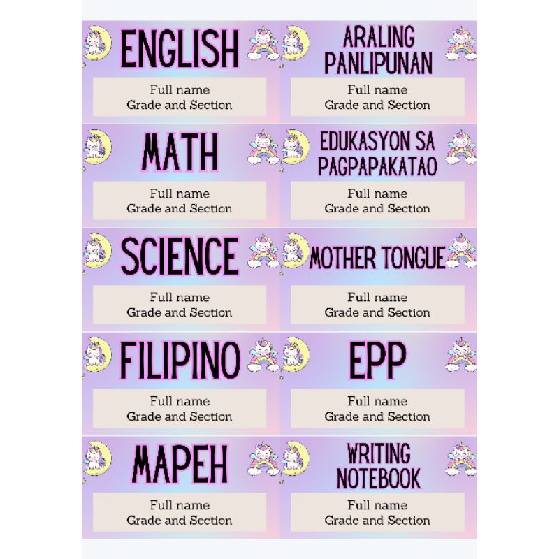 PERSONALIZED STICKER LABELS FOR NOTEBOOK AND BOOK | Shopee Philippines