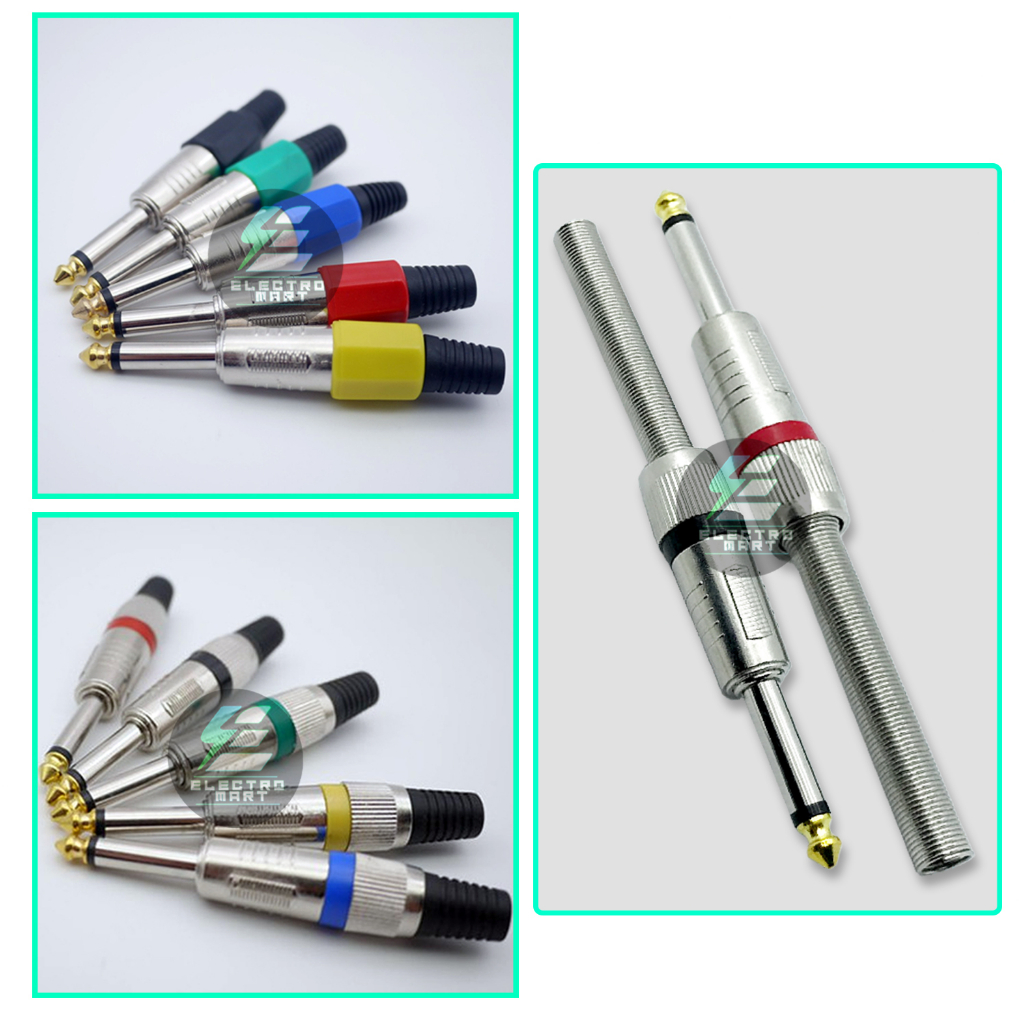 PL55 MONO MICROPHONE PLUG, 6.35 AUDIO CONNECTOR, COLORED RING HEAVY ...