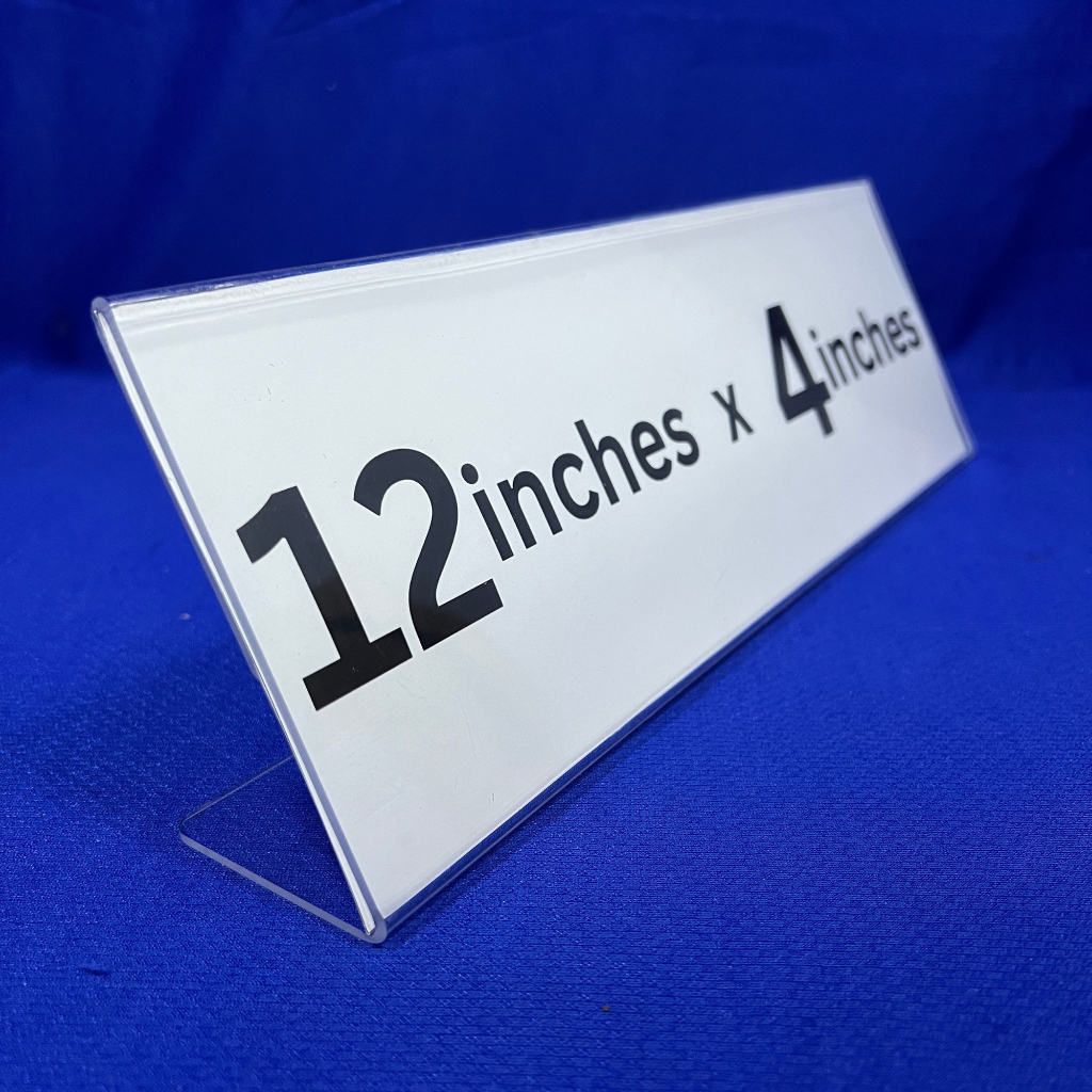 Clear Acrylic SLANT style [12" x4"] Table Name Sign Holder Landscape ...