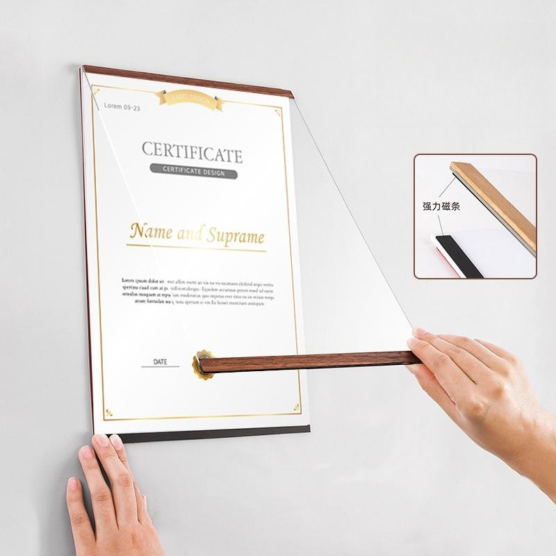 Acrylic magnetic picture frame A4 non-punching wall hanging magnetic ...